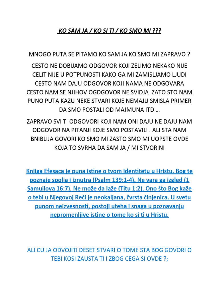 Ko Sam Ja Ko Si Ti Ko Smo Mi | PDF