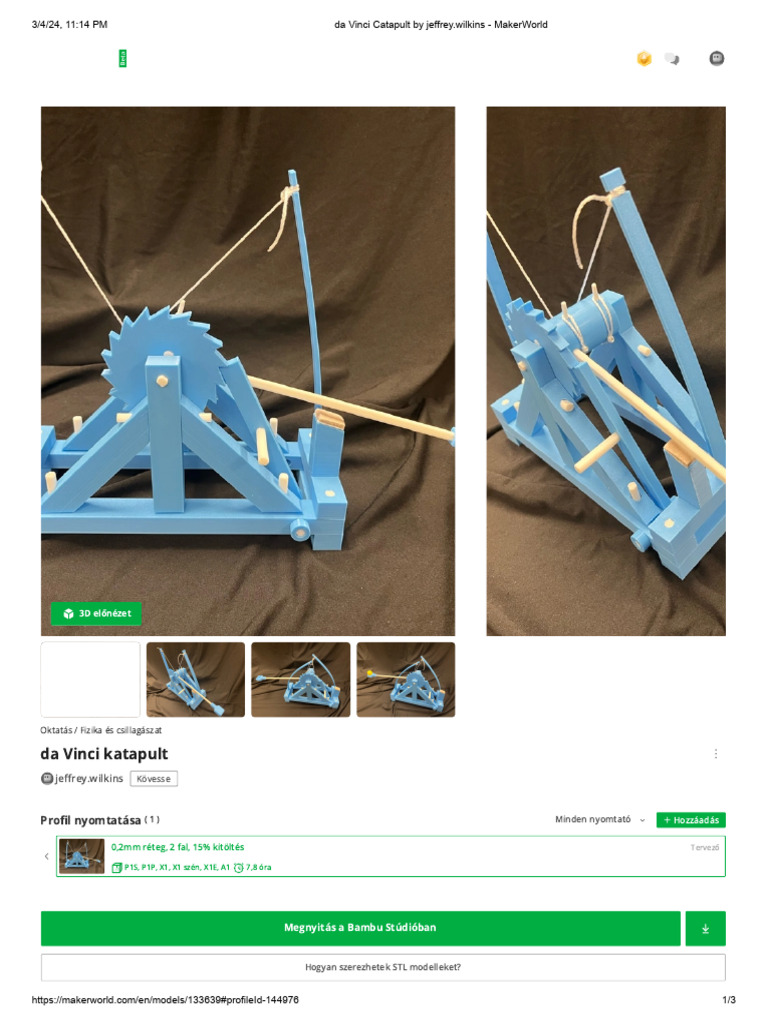Da Vinci Catapult by Jeffrey - Wilkins - MakerWorld | PDF