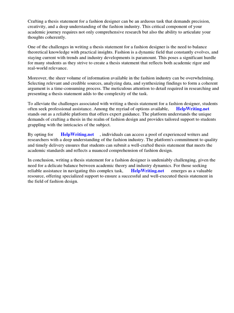 Thesis Statement for Fashion Designer | PDF | Thesis | Fashion