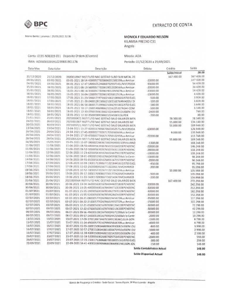 Extracto de Conta | PDF