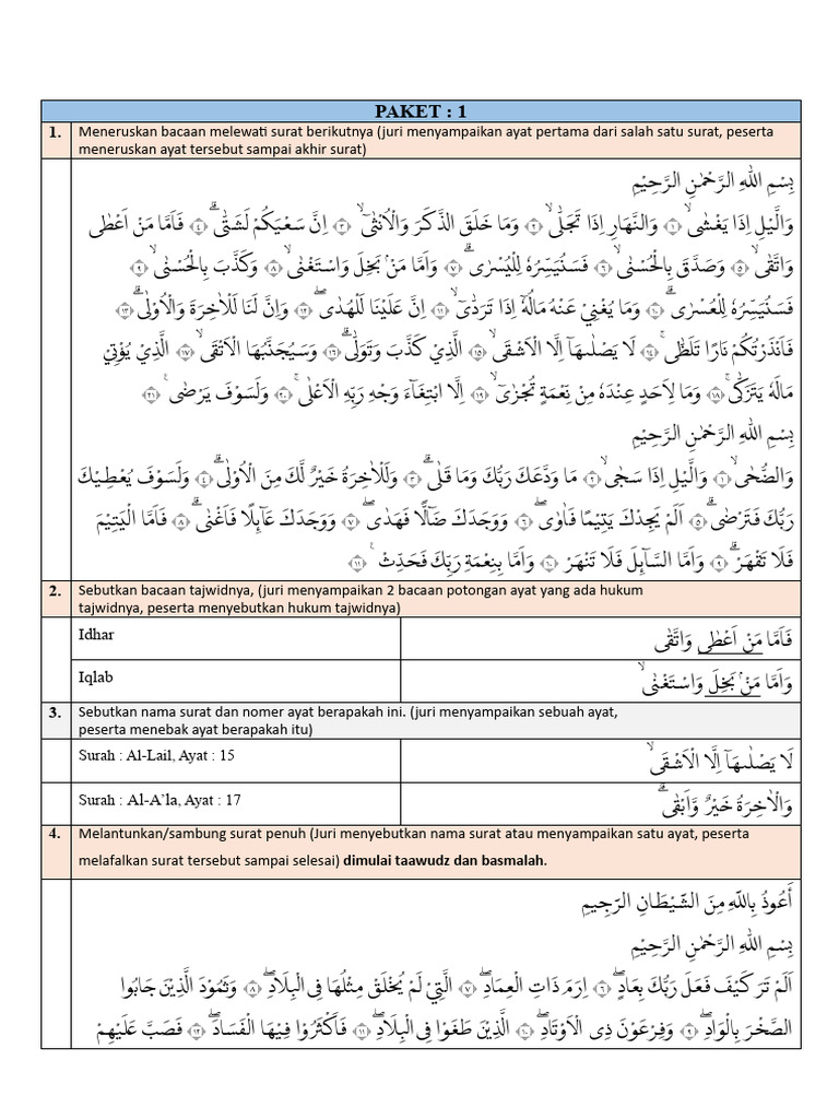 Contoh Model Soal Hifdzil Mapsi Prop. 2024 | PDF