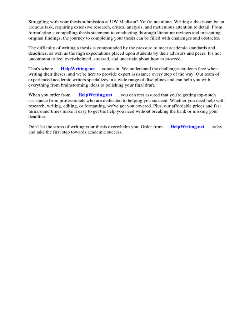 Uw Madison Thesis Submission | PDF | Thesis
