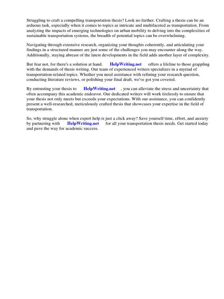 Transportation Thesis Topics | PDF | Transport | Public Transport