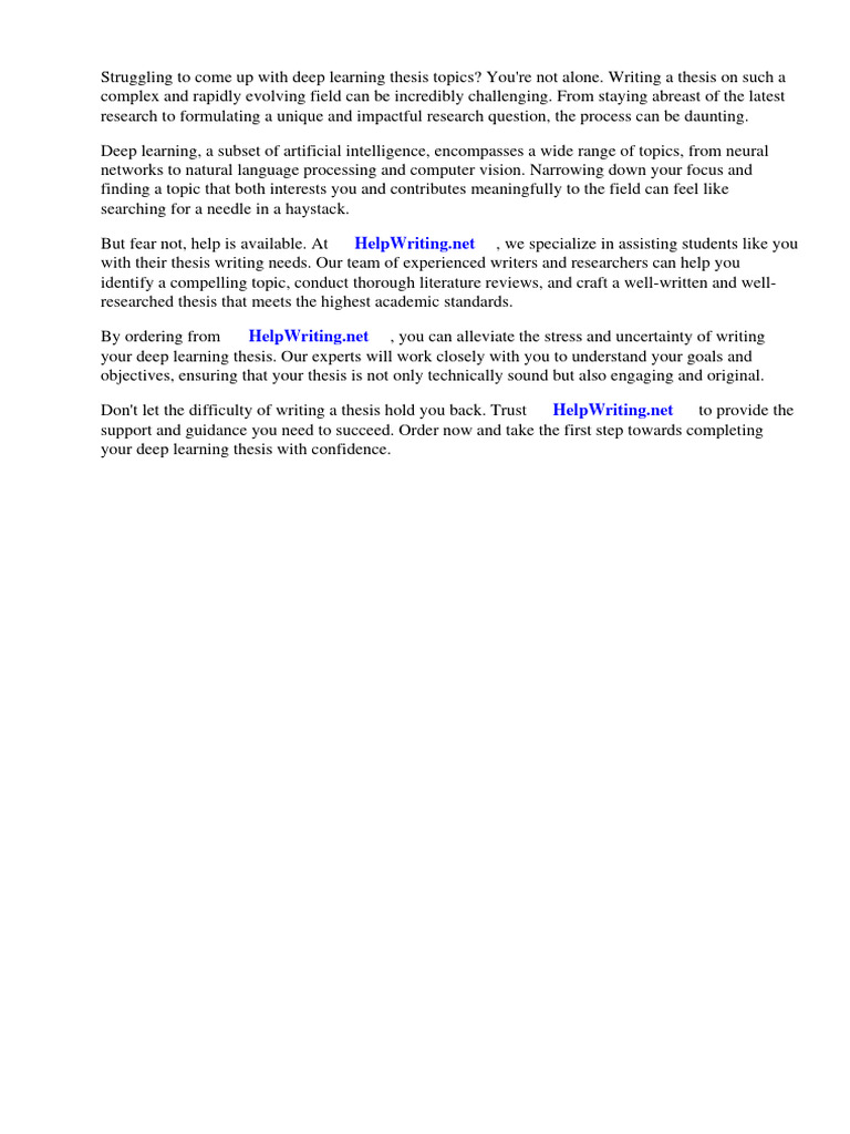 Deep Learning Thesis Topics | PDF | Deep Learning | Machine Learning