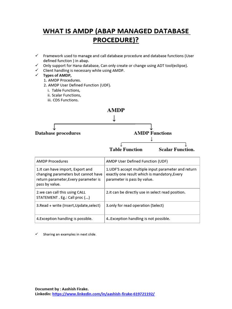 What Is AMDP - ? - ABAP Managed Database Procedure-4 | PDF What Is AMDP - ? - ABAP Managed Database Procedure-4 | PDF