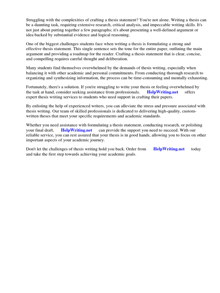 Order of Thesis Statement | PDF | Essays | Thesis