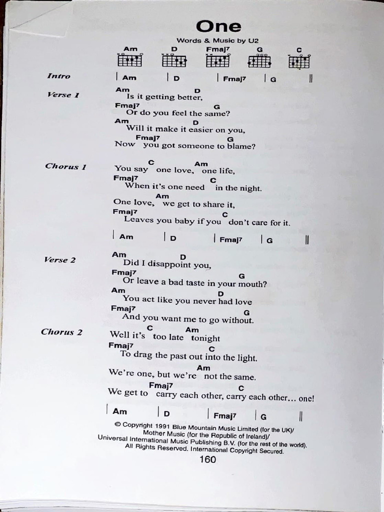 One - U2 | PDF