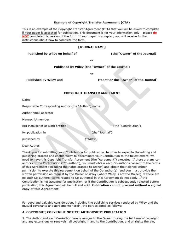 Copyright Transfer Agreement Sample | PDF | Copyright | License