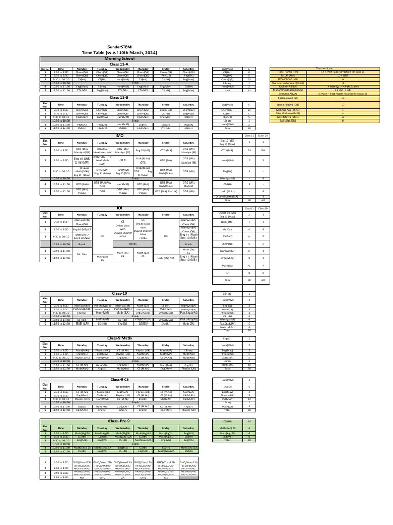 Time Table | PDF