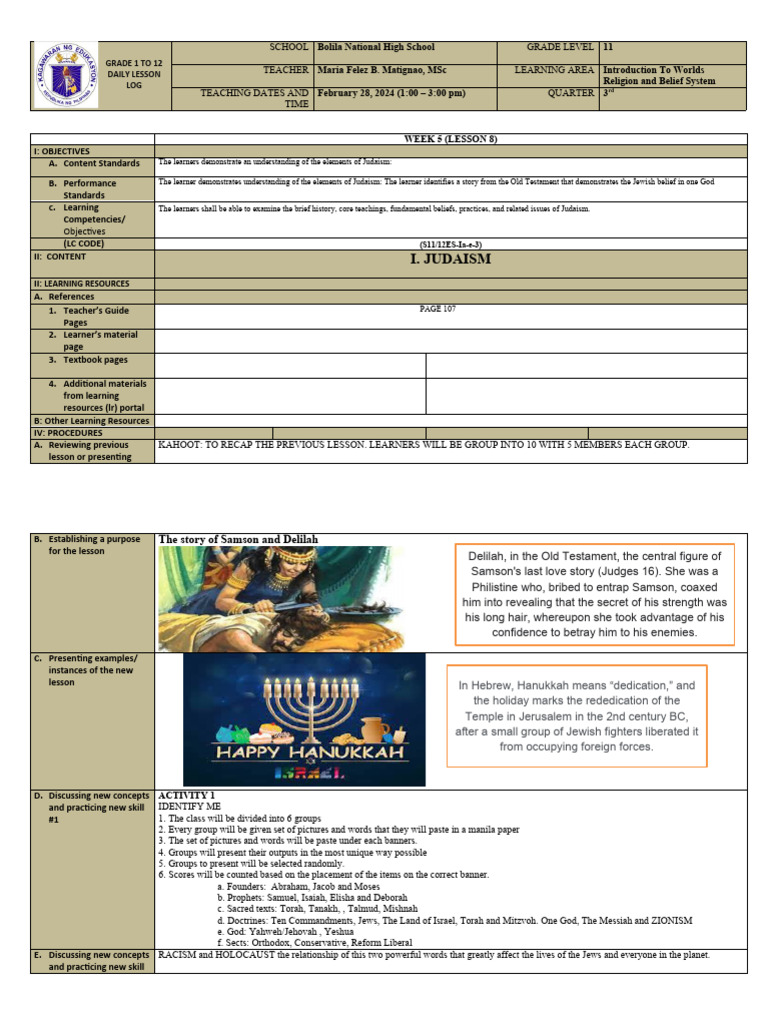 Understanding Judaism: Lesson Plan | PDF | Social Science