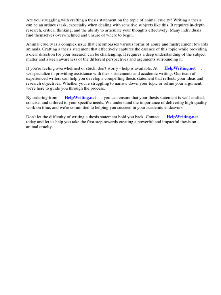 Animal Cruelty Thesis Statement Help | PDF | Cruelty To Animals ...
