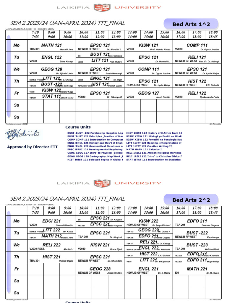 Sem2 2023-2024 (Jan-April 2024) Teaching TT - Final | PDF