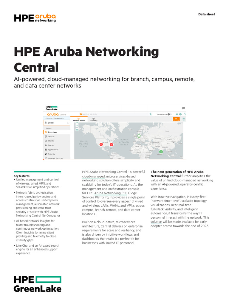 DS ArubaCentral | PDF | Computer Network | Cloud Computing