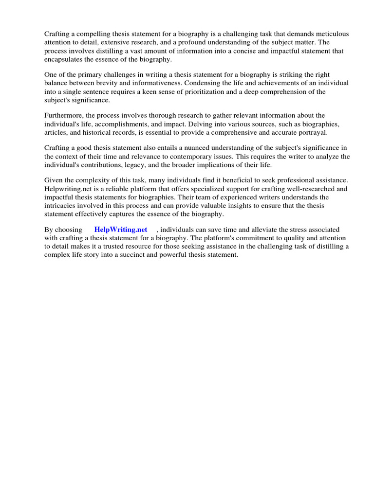 How To Write A Good Thesis Statement For A Biography | PDF | Essays ...