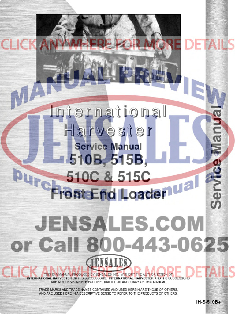 International Harvester Front End Loader Service Manual | PDF | Axle ...