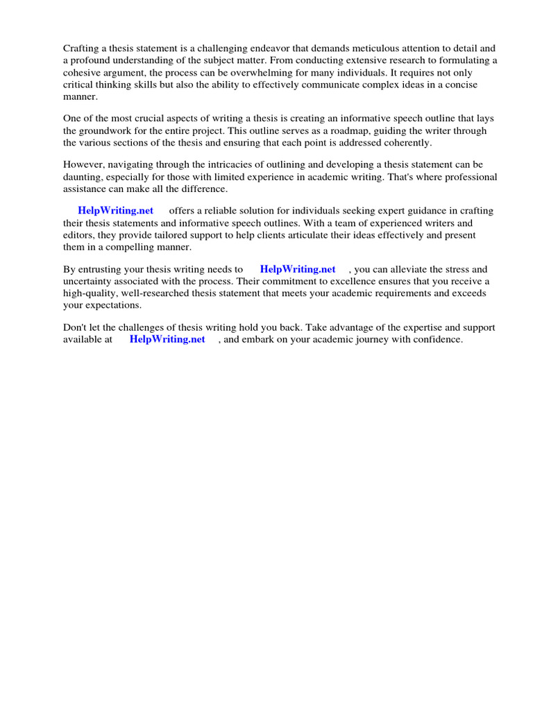Informative Speech Outline Thesis Statement Pdf Essays Thesis