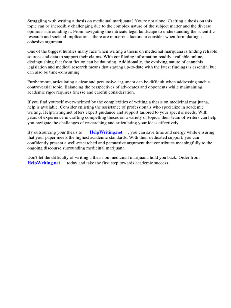 Medicinal Marijuana Thesis Statement | PDF | Cannabis (Drug) | Medical ...