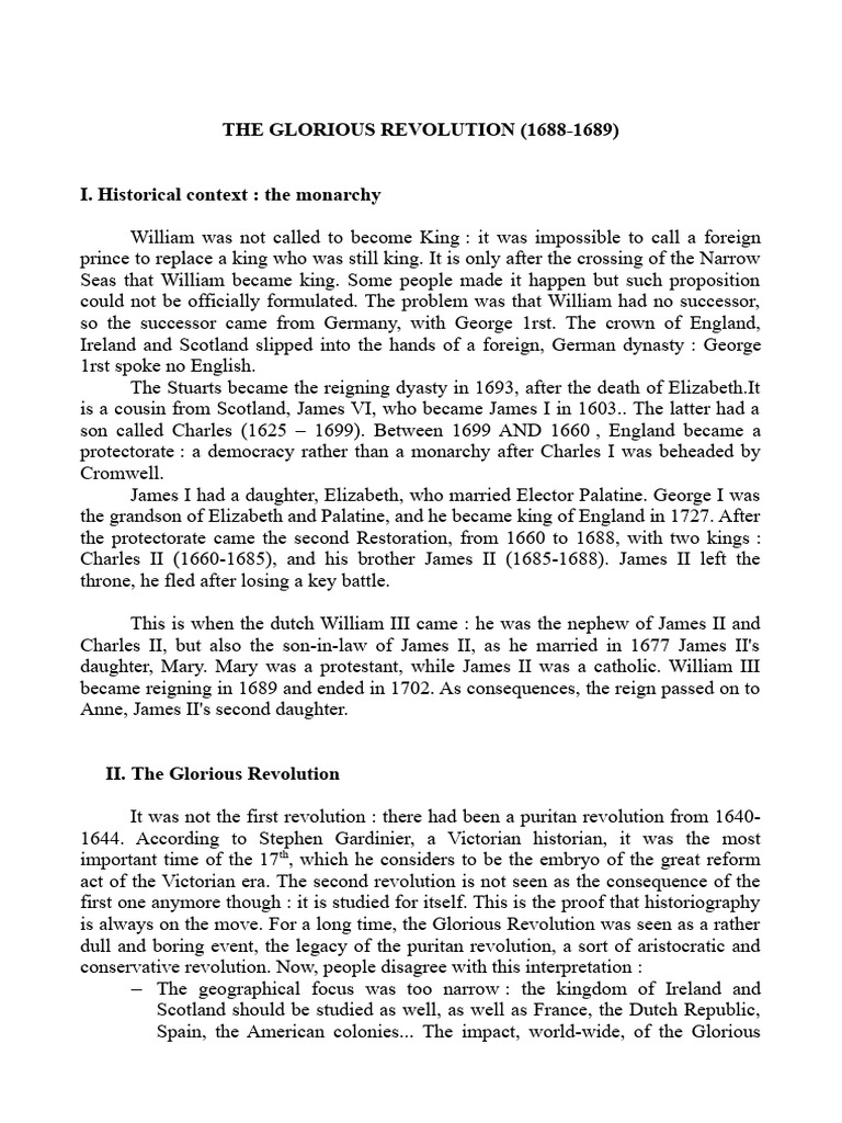 The Glorious Revolution | PDF | Kingdom Of England | James Vi And I