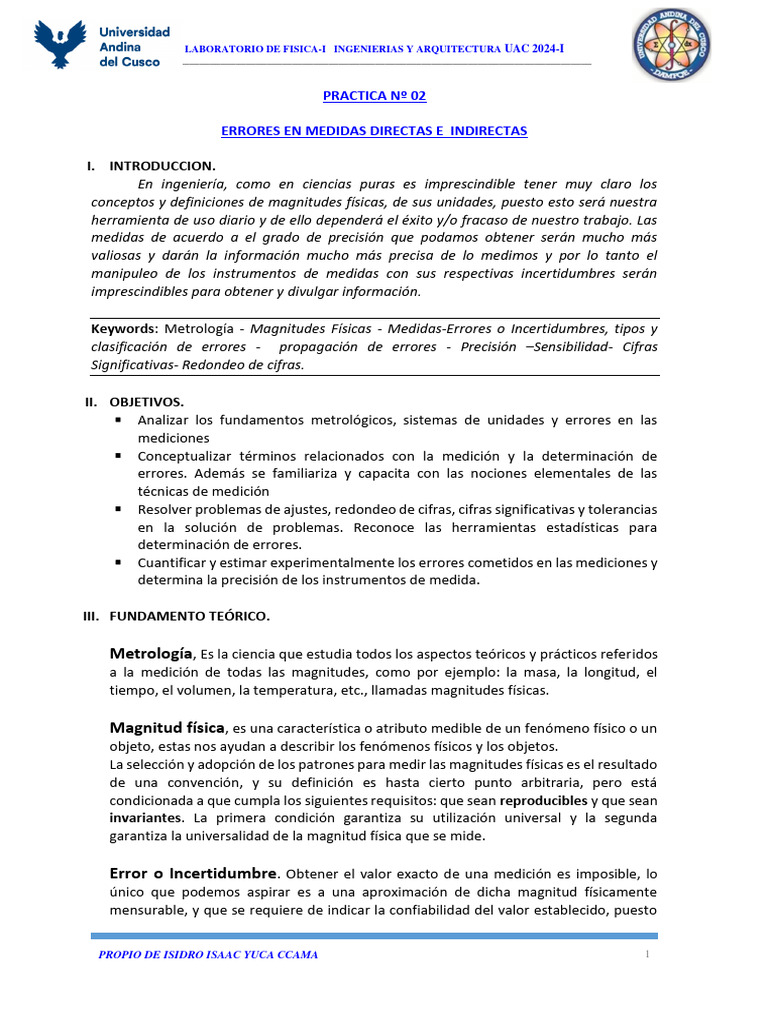 Practica #2 Fisica I Uac 2024-I | PDF | Medición | Science