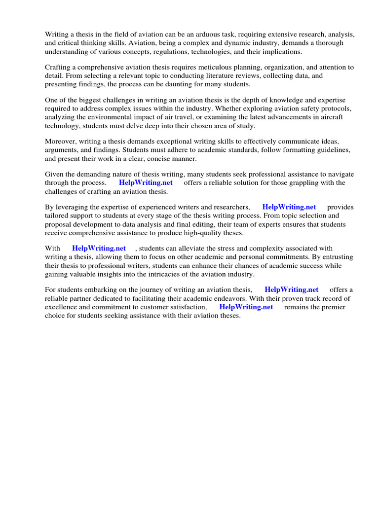 Aviation Thesis Example | PDF | Thesis | Expert