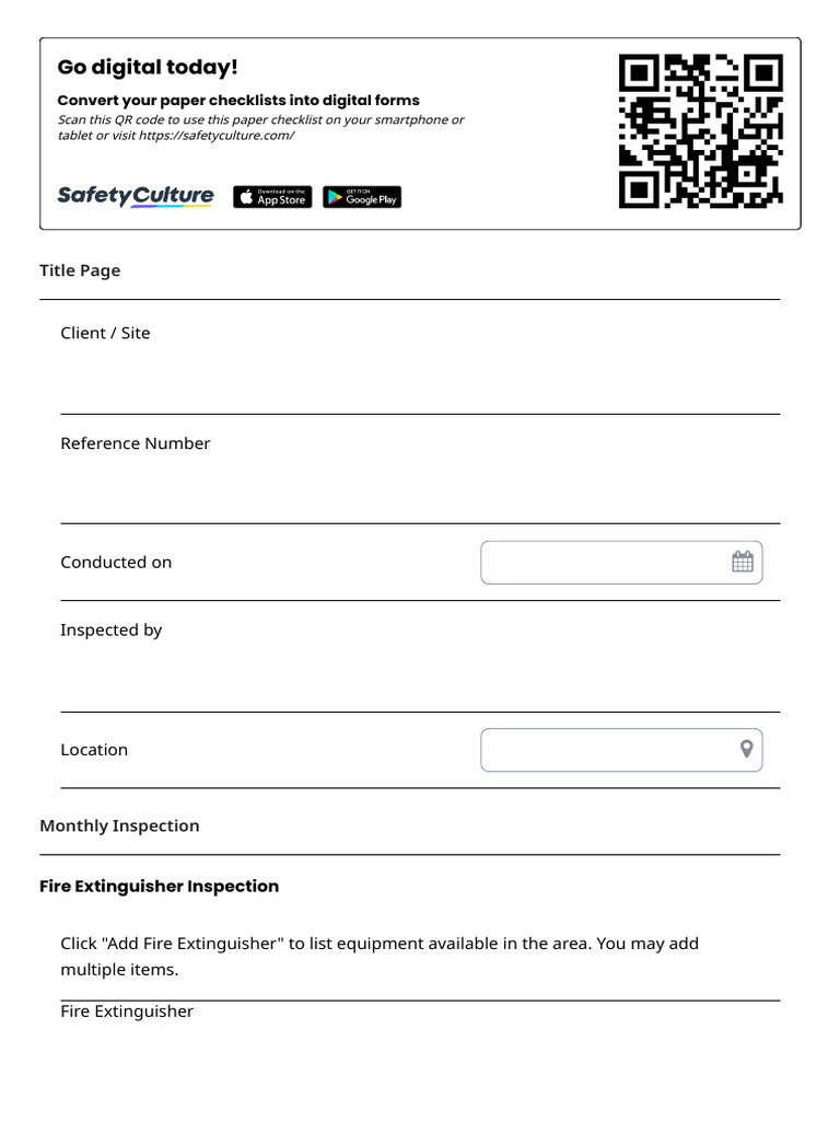 Monthly Fire Extinguisher Inspection Form | PDF | Equipment