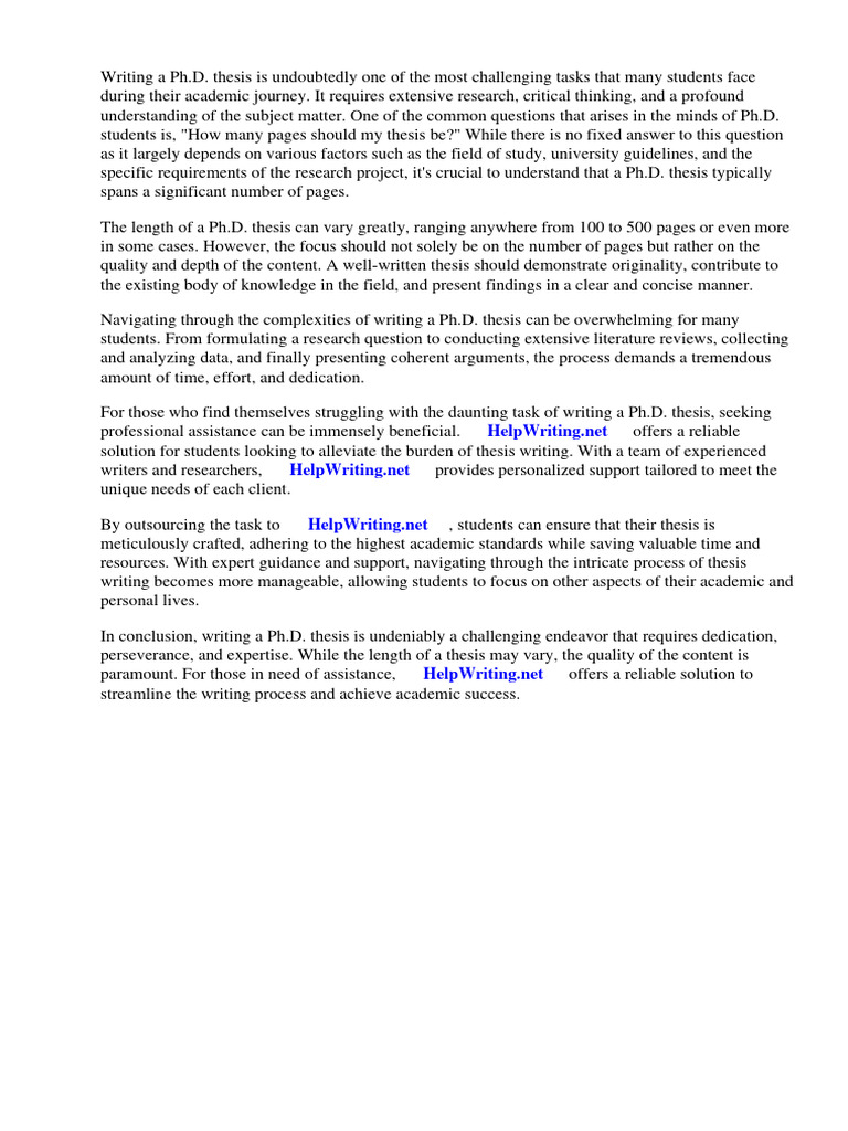 PHD Thesis How Many Pages | Download Free PDF | Thesis | Doctor Of ...