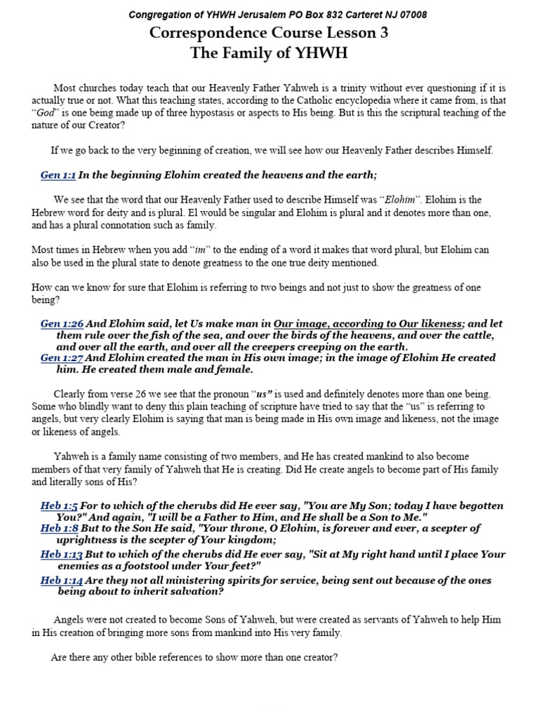 Understanding the Family of YHWH | PDF | God The Father | Yahweh