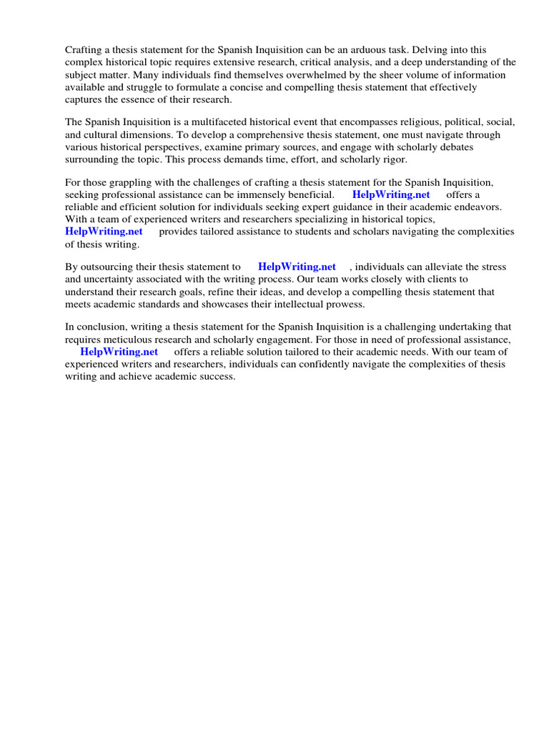Thesis Statement For Spanish Inquisition | PDF | Social Science | History