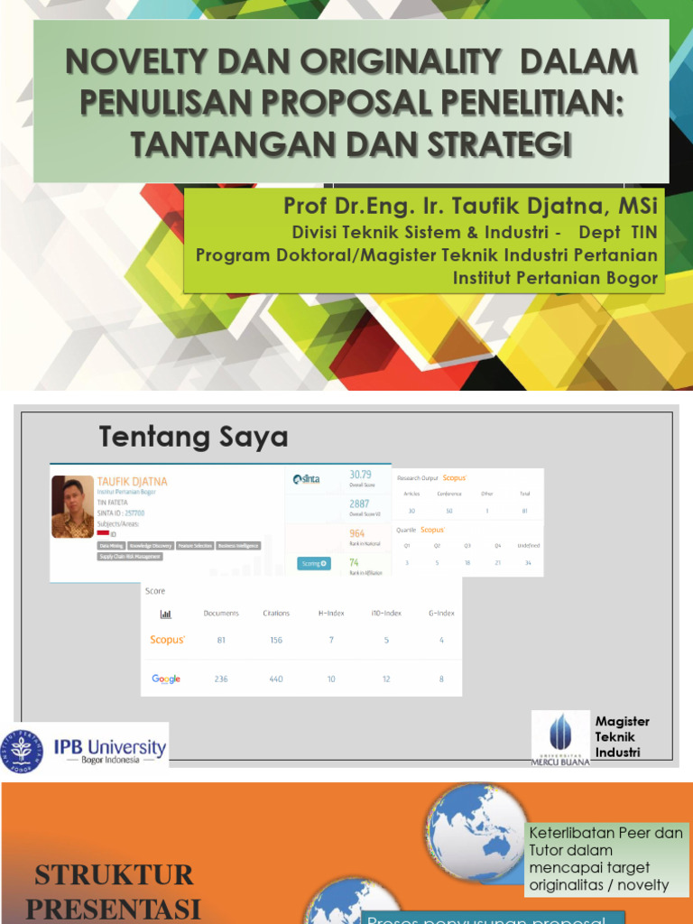 Novelty_Originality dalam Penulisan Proposal Penelitian_MTI_UMB_Jkt | PDF | Innovation | Science