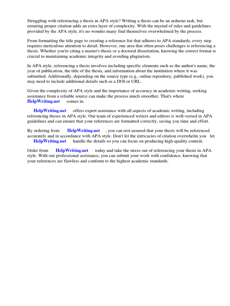 How To Reference A Thesis Apa Style | PDF | Career & Growth | Computers