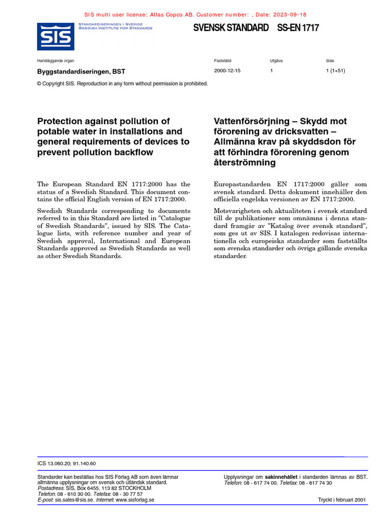 Legionella SS - EN - 1717 - EN | PDF