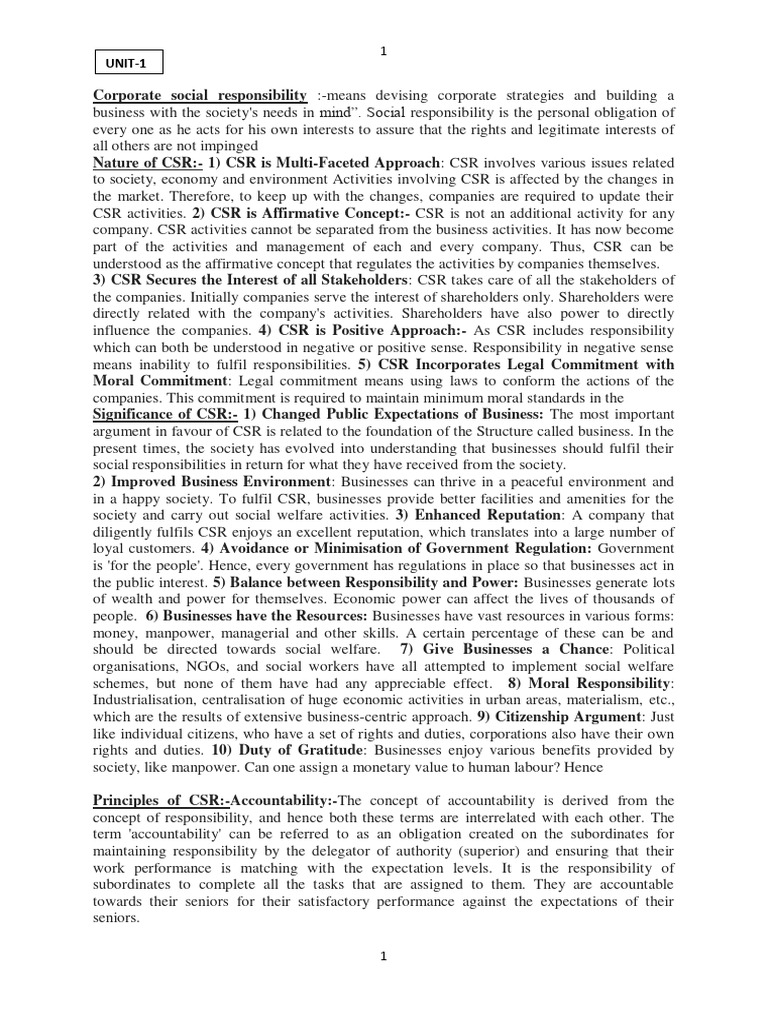 CSR Notes | PDF | Corporate Social Responsibility | Philanthropy