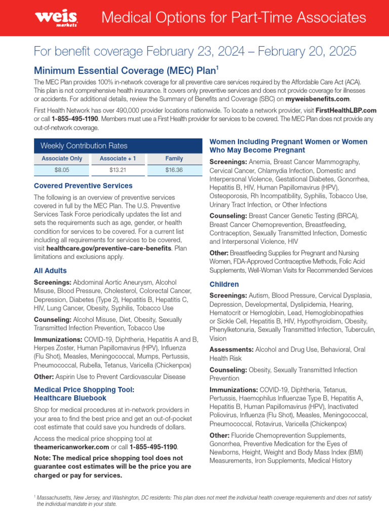 MEC Plan Coverage Overview 2024-2025 | PDF | Preventive Healthcare ...