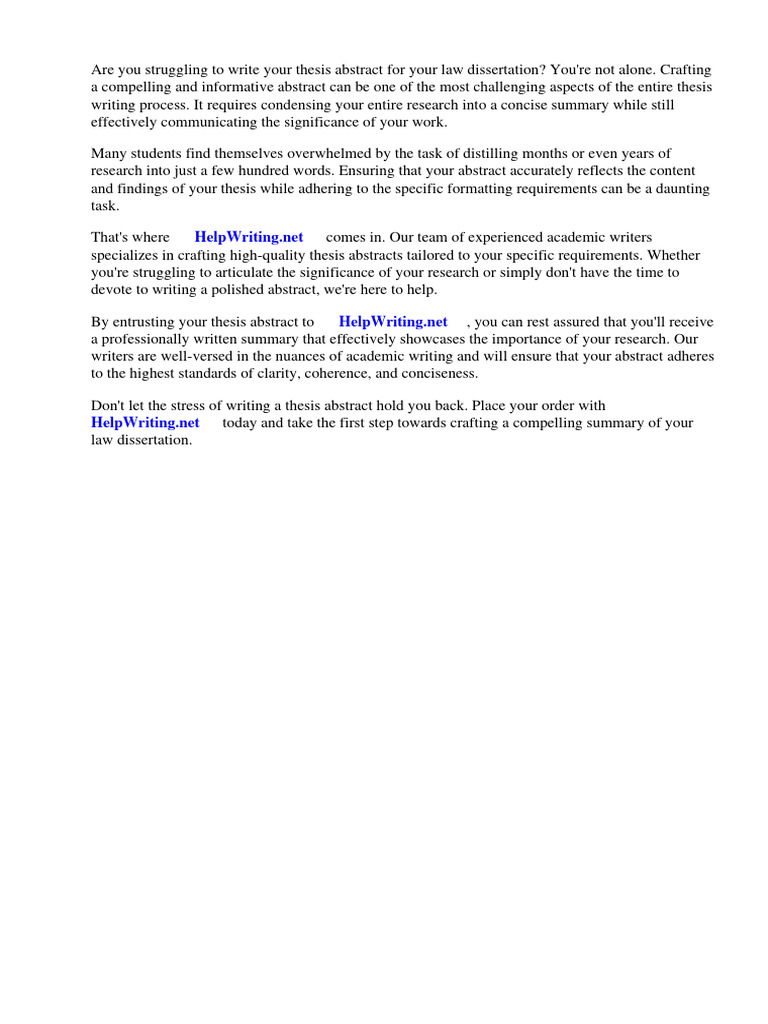 Thesis Abstract Sample Law | PDF | Thesis | Abstract (Summary)