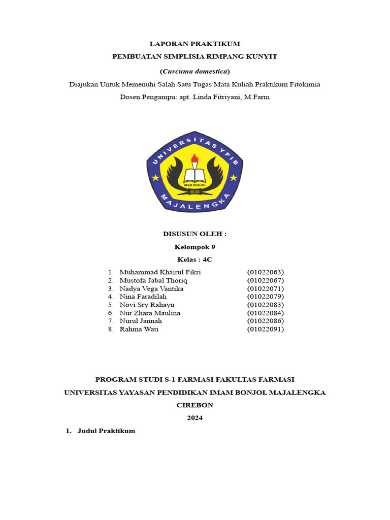 Pembuatan Simplisia Rimpang Kunyit | PDF | Kesehatan Holistik