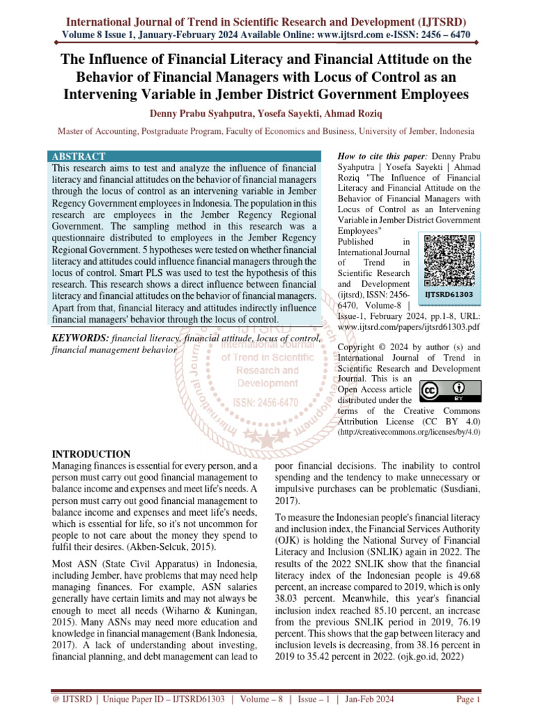 The Influence of Financial Literacy and Financial Attitude On The ...