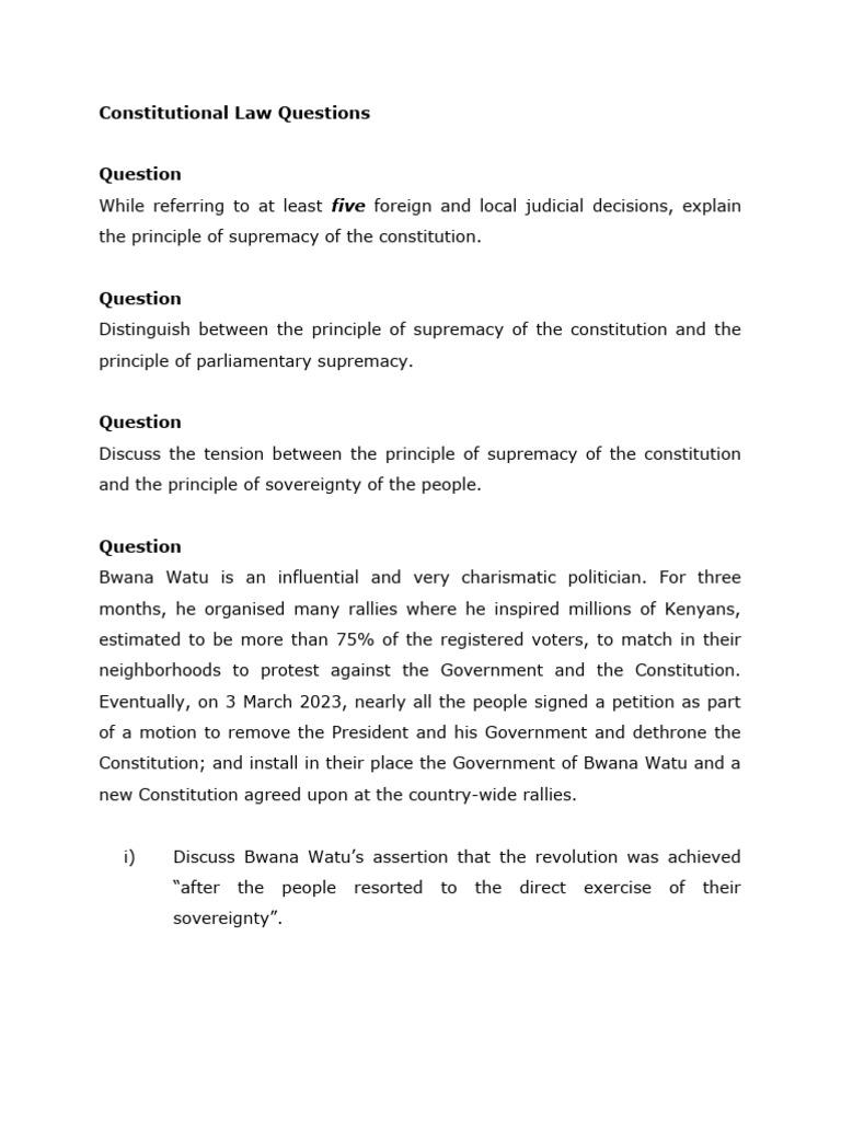 Constitutional Law Questions | PDF | Constitution | United States Senate