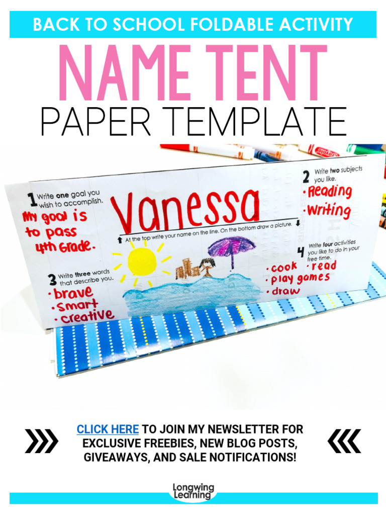 Name Tent: Back To School Foldable Activity | PDF | Digital Millennium ...