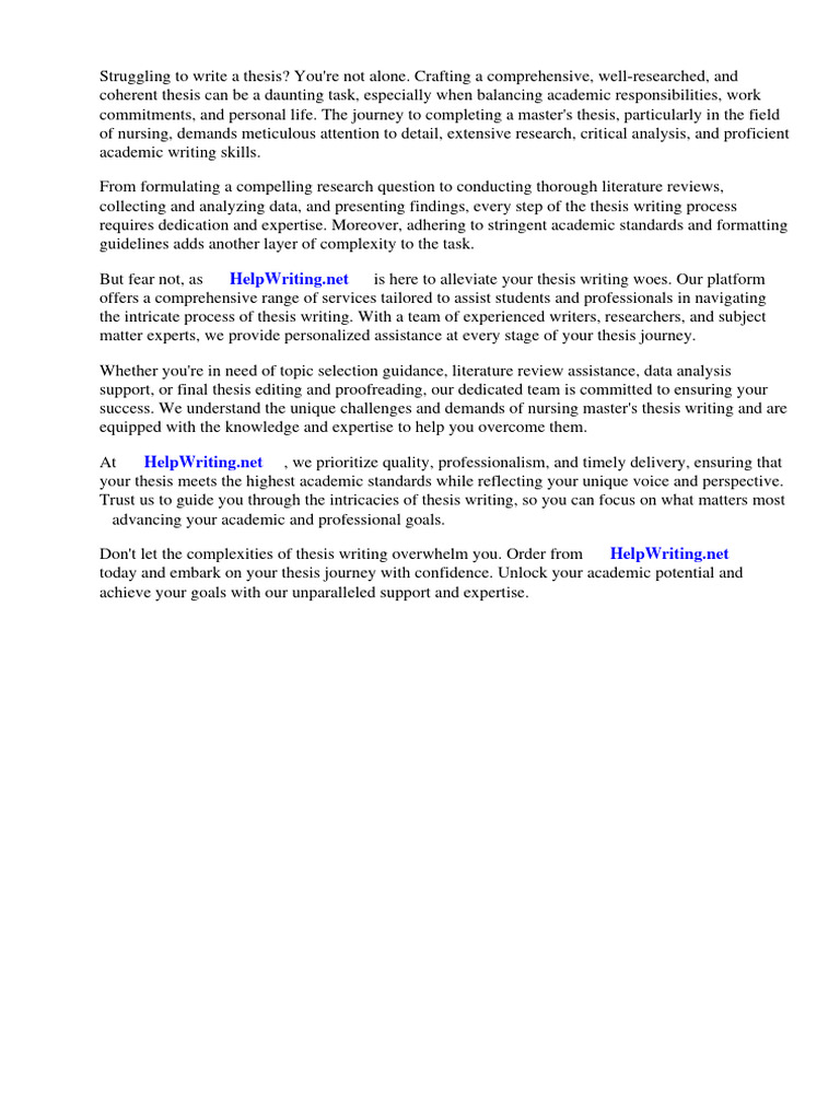 Nursing Masters Thesis Examples | PDF | Thesis | Nursing