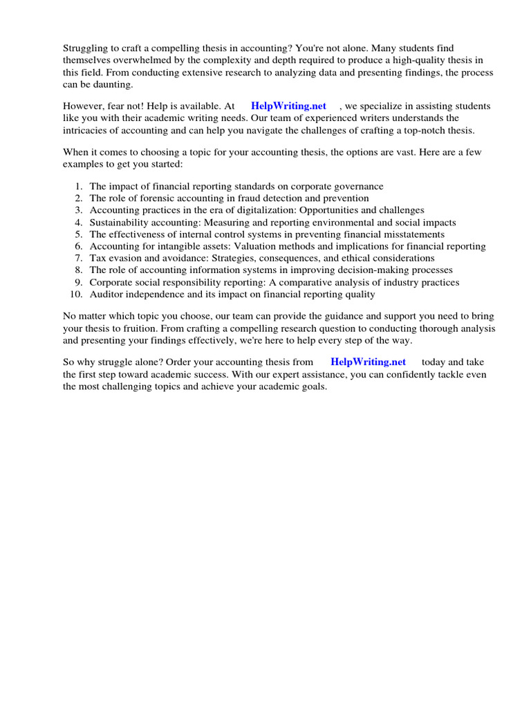Examples of Accounting Thesis Topics | PDF | Thesis | Accounting