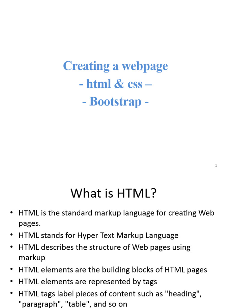 Creating A Webpage, HTML, Css | PDF | Html Element | Html