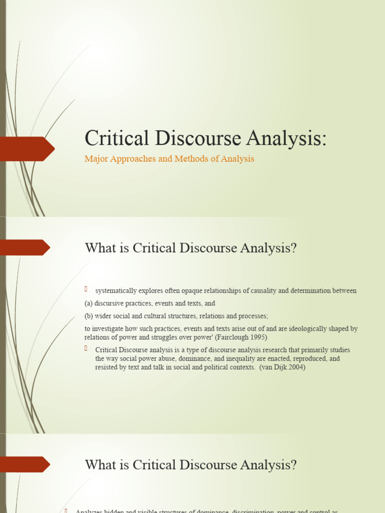 Critical Discourse Analysis | PDF | Discourse | Human Communication