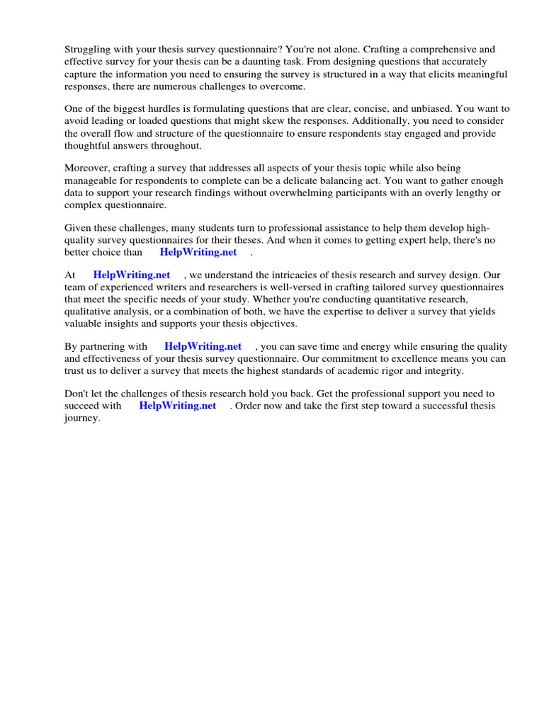 Sample of Thesis Survey Questionnaire | PDF | Survey Methodology | Thesis