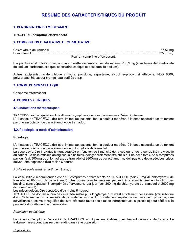 Indications et posologie de Tracedol | PDF | Antalgique | Morphine
