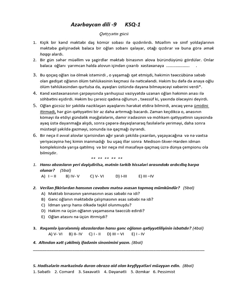 Azərbaycan Dili-9 KSQ-1 | PDF