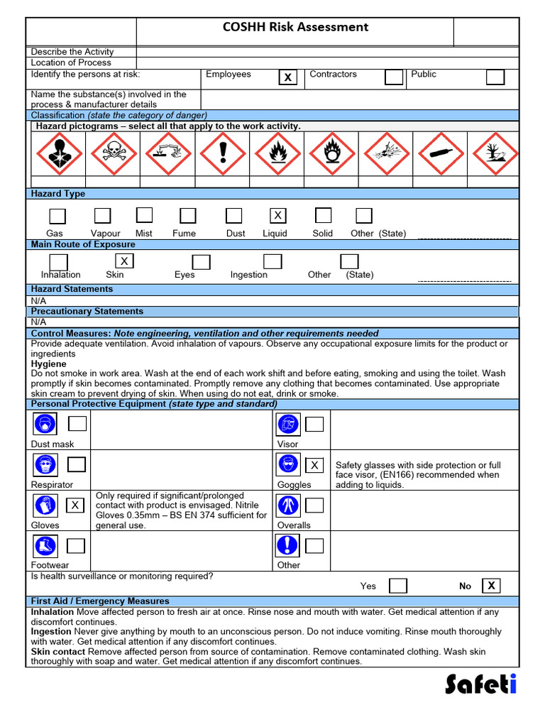 COSHH Template V2 | PDF | Safety | Occupational Safety And Health