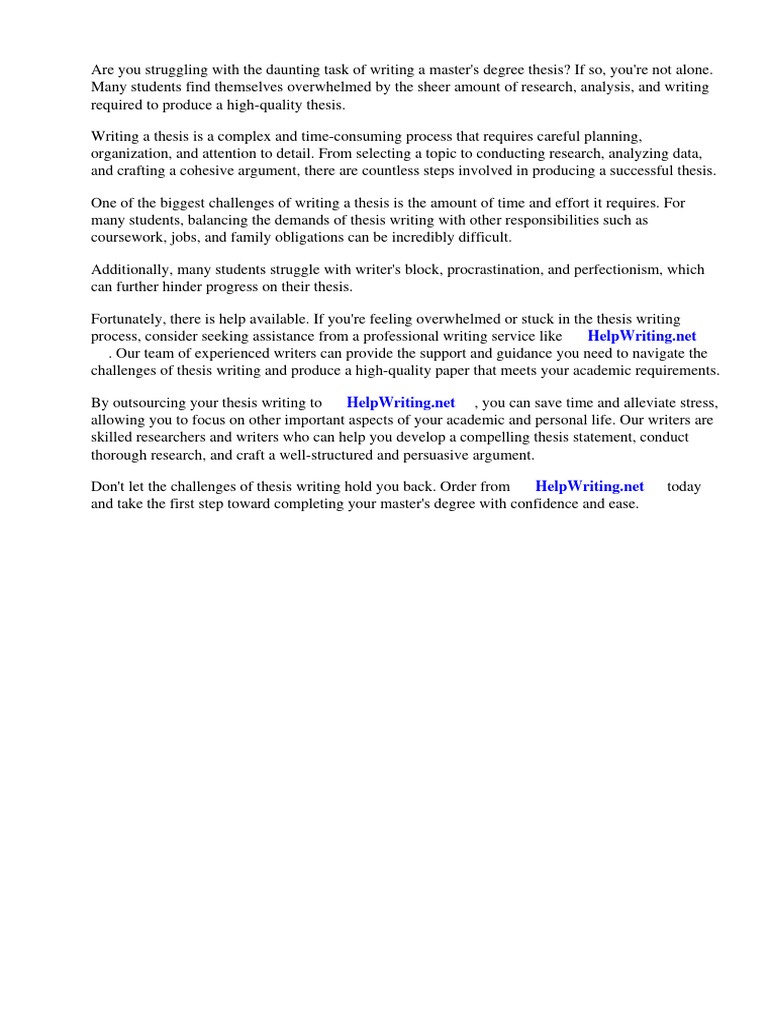 Master's Thesis Writing Help | PDF | Thesis