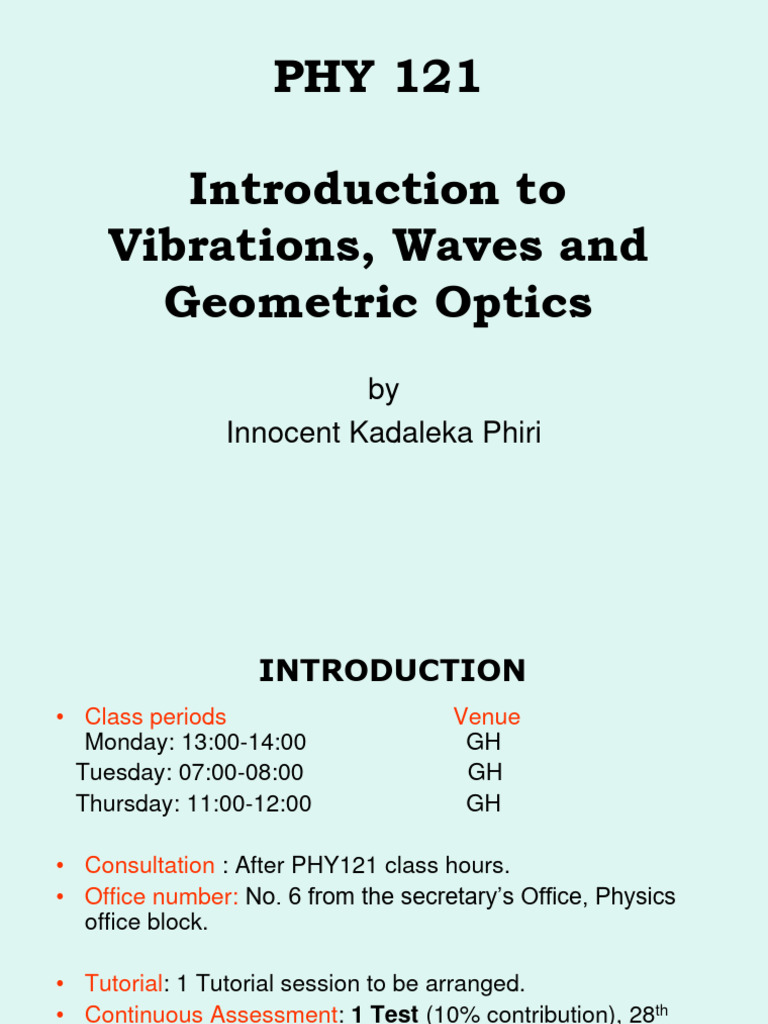 PHY 121 1 - Vibrations | PDF