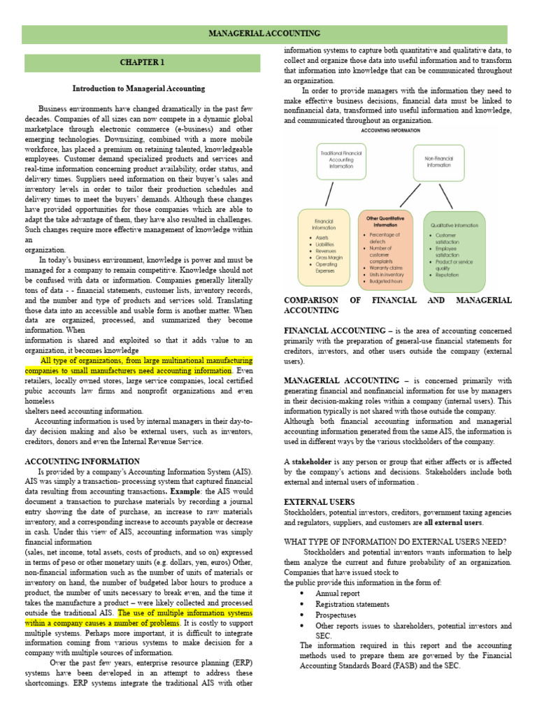 Managerial Accounting - Notes | PDF | Inventory | Lean Manufacturing