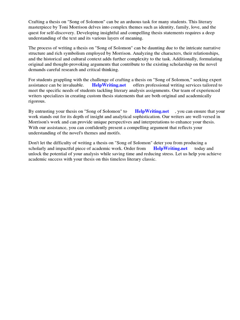 Song of Solomon Thesis Statements | PDF | Song Of Songs